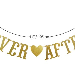 Happily Ever After Glitter Bunting Banner, Engagement,Bridal Shower, Wedding Party Decorations (Gold)