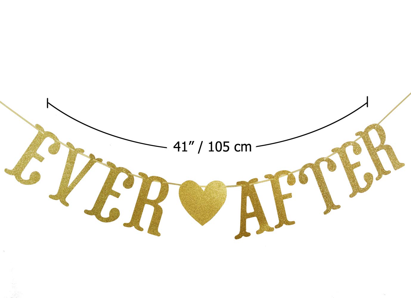 Happily Ever After Glitter Bunting Banner, Engagement,Bridal Shower, Wedding Party Decorations (Gold)