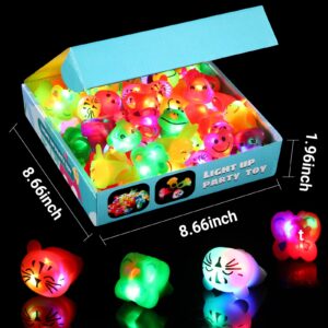 Mikulala 36 Pack Light Up Rings Glow in The Dark Party Supplies, Light up Party Favors, Goodie Bag Stuffers, Birthday Christmas Party Favors Classroom Prizes Cute Animal Treasure Box for Kids