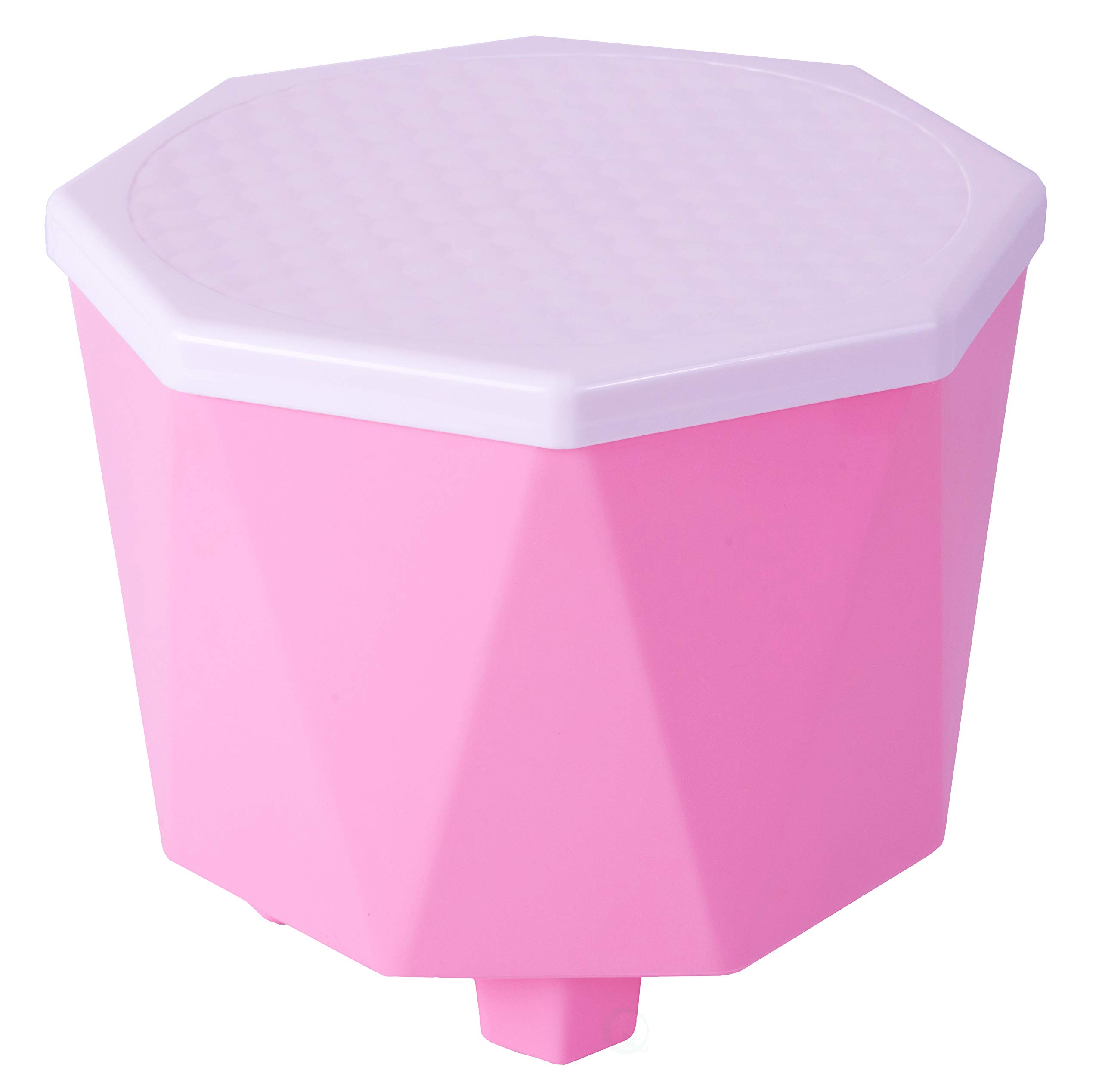 Basicwise Plastic 2 in 1 Storage Step Stool, Pink