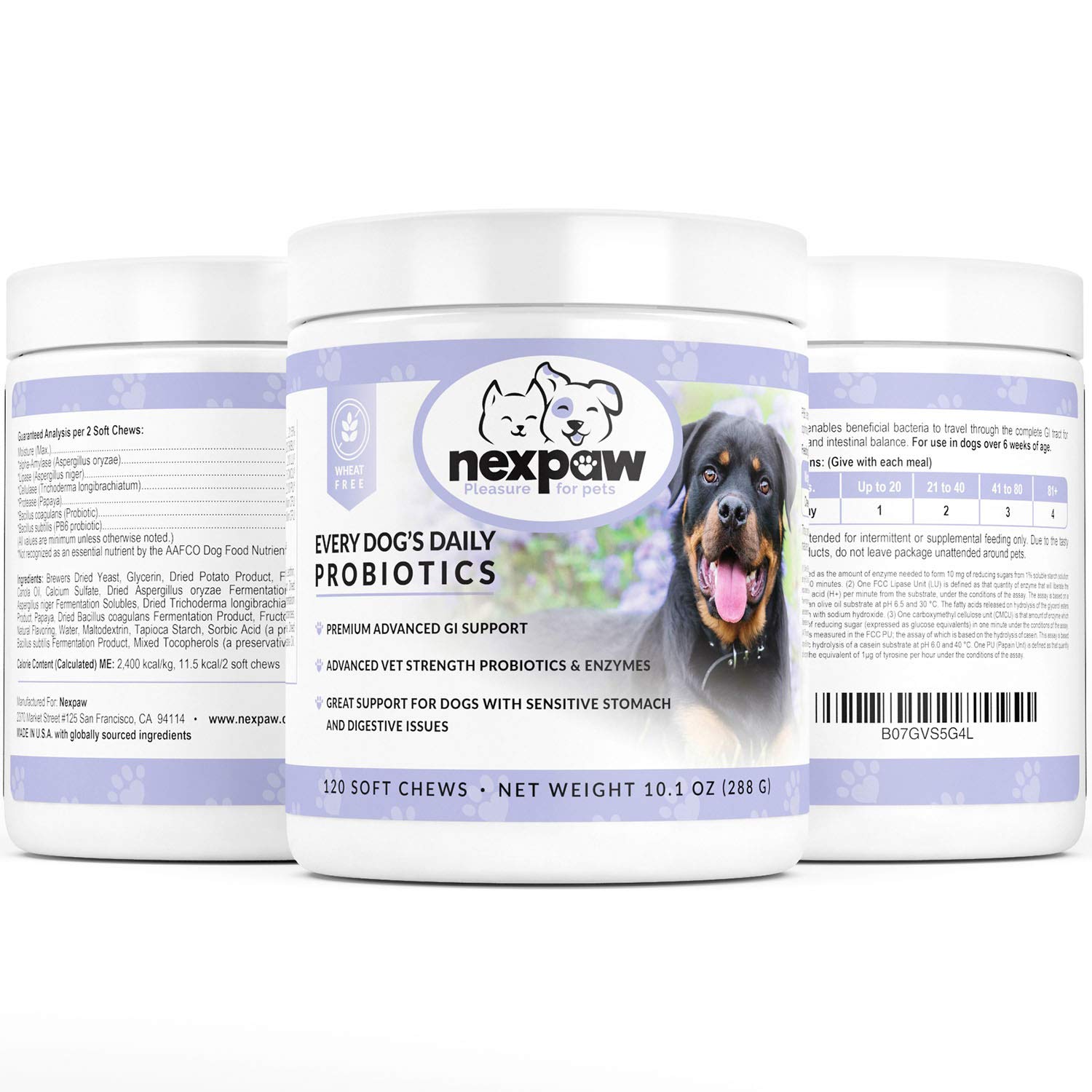 Dog Probiotics and Digestive Enzymes - Relief Diarrhea, Dog Gas, Bloating, Constipation, Upset Stomach - Pet Digestive Support - Soft Chews Probiotics for Dogs & Puppies