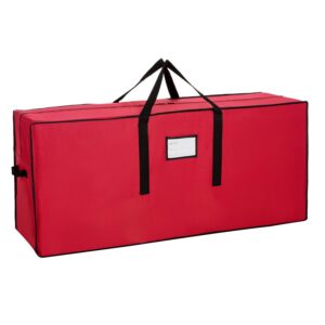 sattiyrch christmas tree storage bag,fits up to 6 ft tall artificial tree,heavy duty 600d canvas red christmas tree storage container with sleek dual zipper and durable handles,45" x 15" x 20"