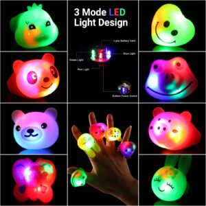 Mikulala 36 Pack Light Up Rings Glow in The Dark Party Supplies, Light up Party Favors, Goodie Bag Stuffers, Birthday Christmas Party Favors Classroom Prizes Cute Animal Treasure Box for Kids