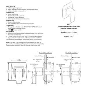 Moen TS2172 Via 3-Function Transfer Modern Valve Trim Kit, Valve Required, Chrome