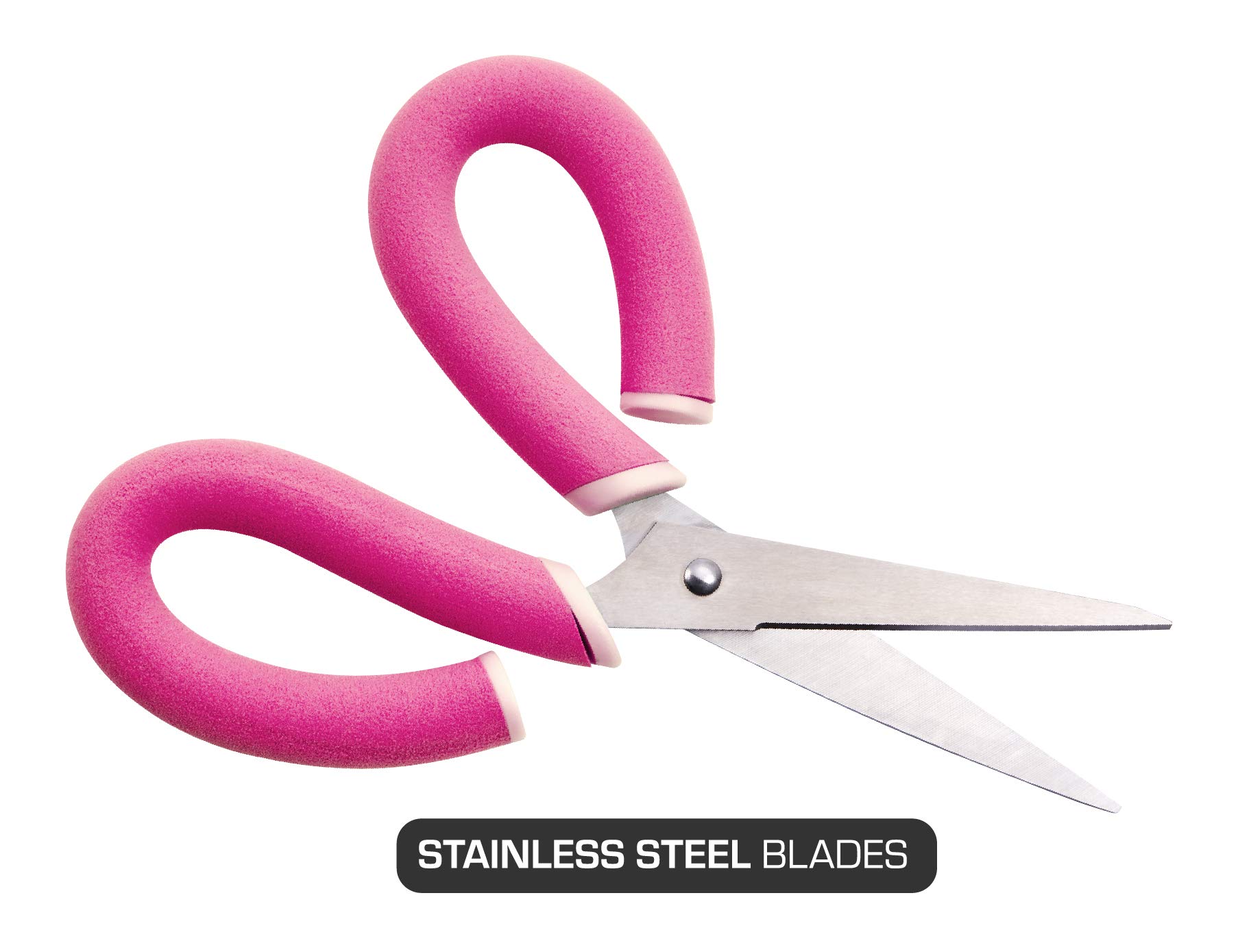 It's Academic Pillow Grip Scissors with Comfortable Handles, Blunt Tip, 8-inch Length, Perfect For Classroom Use, Pink