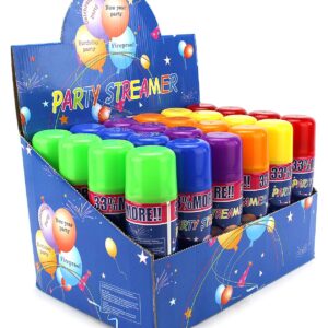 24 pcs Pack of Fun Party Streamer Spray String In A Can for Children's Parties, Party Supplies Perfect For Kid's Parties/Events