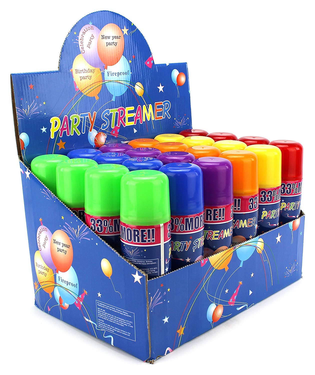 24 pcs Pack of Fun Party Streamer Spray String In A Can for Children's Parties, Party Supplies Perfect For Kid's Parties/Events