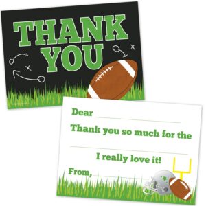 old blue door invites football birthday party fill in the blank thank you notes for boys - (20 count with envelopes) - kids thank you cards