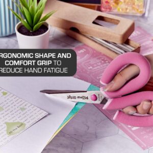 It's Academic Pillow Grip Scissors with Comfortable Handles, Blunt Tip, 8-inch Length, Perfect For Classroom Use, Pink