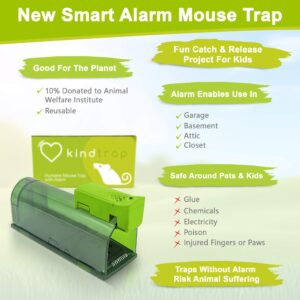 KindTrap - Humane Live Mouse Trap w/Smart Alarm - Audible Alert -Pet Friendly