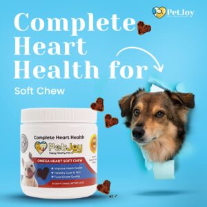 PetJoy Complete Heart Health | Omega Heart Soft Chew | Omega-3 Fatty Acids EPA, DHA, Vitamin E | Reduce Shedding & Itching | Dog Skin & Coat Supplement | Joints, Brain, Heart Health | 30 ct