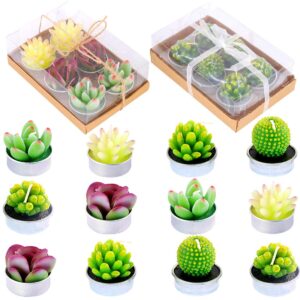 glarks cute tea lights tealight candles, succulent cactus for birthday party valentine's day wedding spa home decor and diy gift, 12pcs a pack