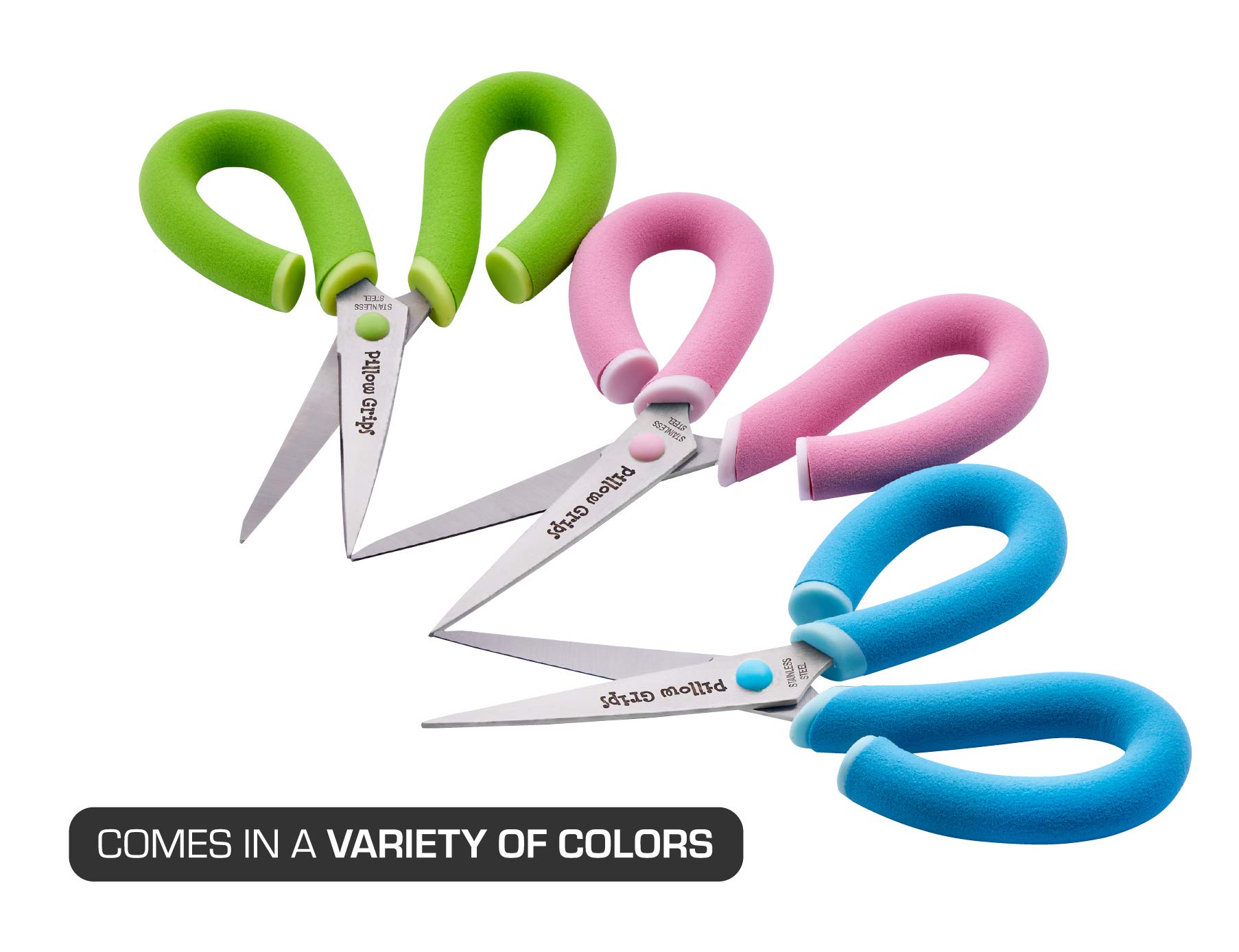 It's Academic Pillow Grip Scissors with Comfortable Handles, Blunt Tip, 8-inch Length, Perfect For Classroom Use, Pink