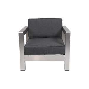 Christopher Knight Home 306462 Booth Outdoor Aluminum Club Chairs, Silver (Set of 2), Sliver/Gray