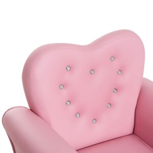 Qaba Kids Sofa Toddler Tufted Upholstered Sofa Chair Princess Couch Furniture with Diamond Decoration for Preschool Child, Pink