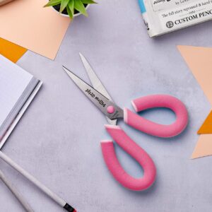 It's Academic Pillow Grip Scissors with Comfortable Handles, Blunt Tip, 8-inch Length, Perfect For Classroom Use, Pink