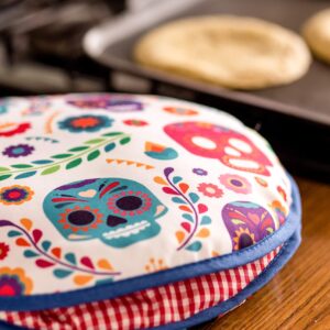 Largest! Two Sided Tortilla Warmer, 12” Insulated and Microwaveable, Fabric Pouch Keeps Them Warm for up to One Hour! Perfect Holder for Corn & Flour, Insulated Keeper! by ENdeas