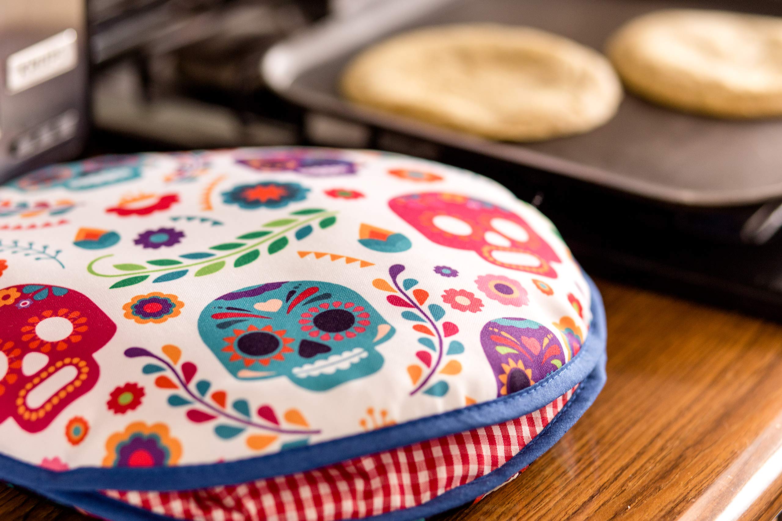 Largest! Two Sided Tortilla Warmer, 12” Insulated and Microwaveable, Fabric Pouch Keeps Them Warm for up to One Hour! Perfect Holder for Corn & Flour, Insulated Keeper! by ENdeas