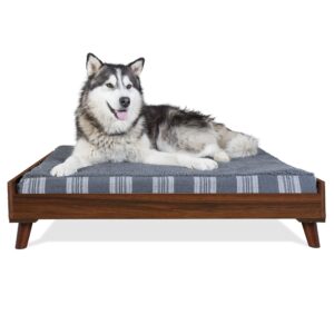 furhaven (old version) elevated dog bed frame for 44" x 35" xl dog beds, easy assembly - mid-century modern bed frame - walnut, jumbo/xl