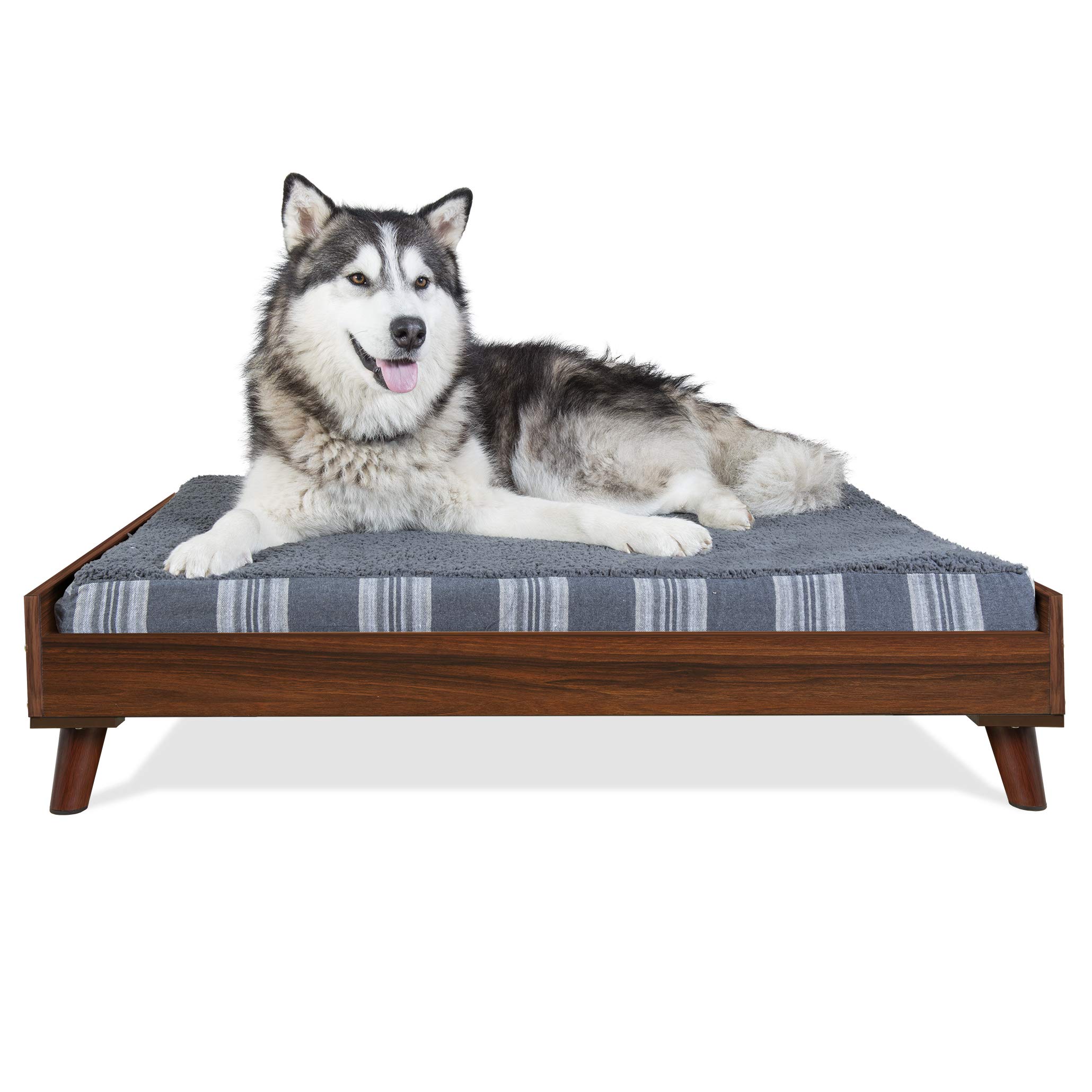 Furhaven (Old Version) Elevated Dog Bed Frame for 44" x 35" XL Dog Beds, Easy Assembly - Mid-Century Modern Bed Frame - Walnut, Jumbo/XL