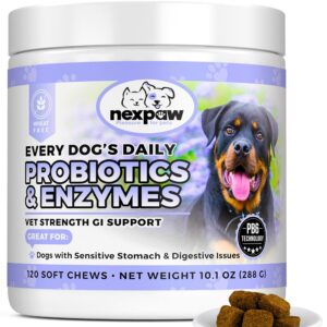 dog probiotics and digestive enzymes - relief diarrhea, dog gas, bloating, constipation, upset stomach - pet digestive support - soft chews probiotics for dogs & puppies