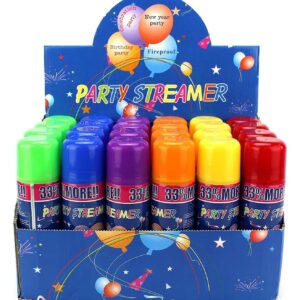 24 pcs Pack of Fun Party Streamer Spray String In A Can for Children's Parties, Party Supplies Perfect For Kid's Parties/Events