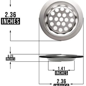 Sink Strainer 2.5 Inch - Bathtub & Kitchen Sink Drain Strainer - Food & Hair Catcher for Bathroom & Kitchen Sink of Stainless Steel - Accessories for Bathroom and Kitchen, 2 Pcs