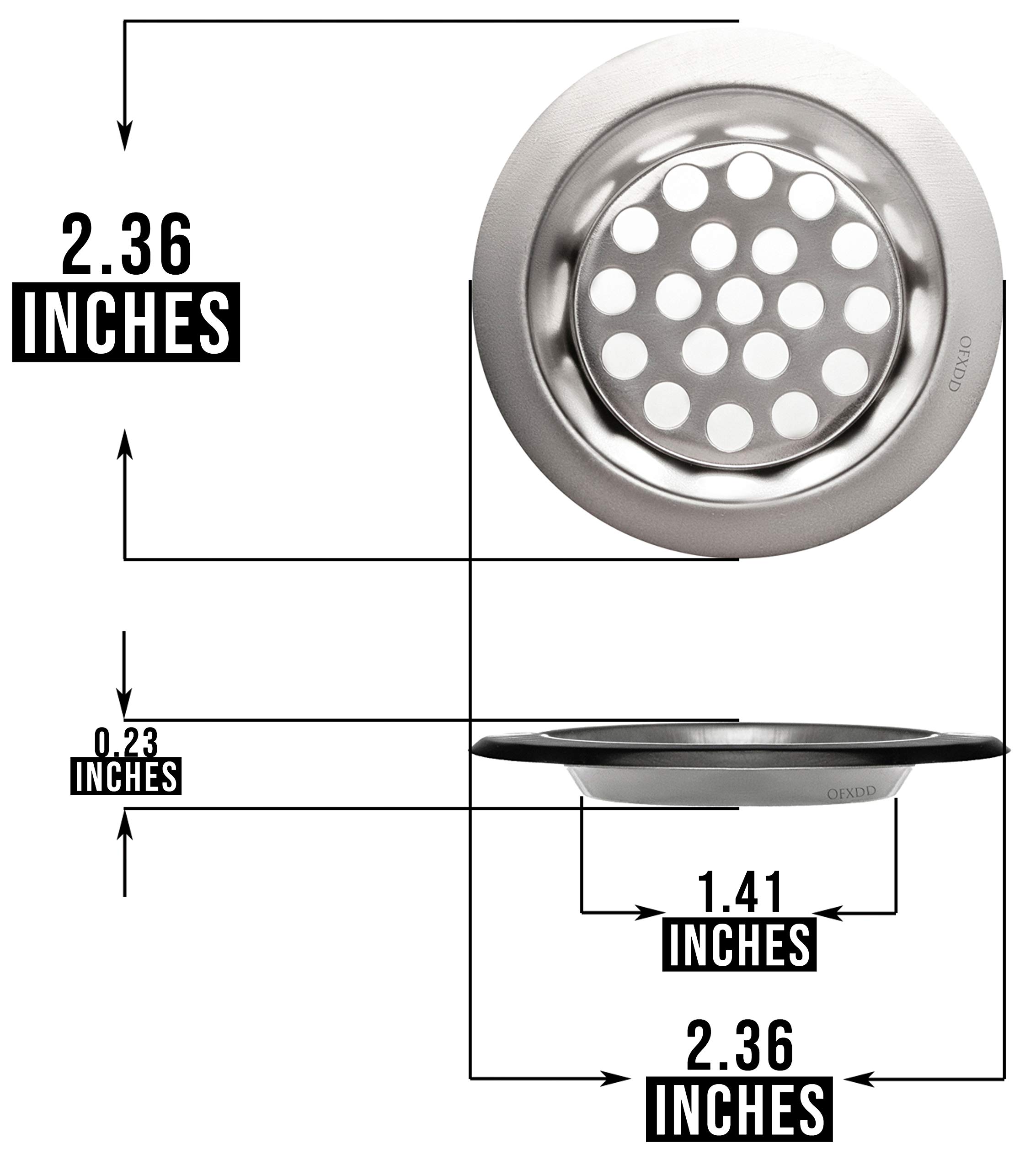 Sink Strainer 2.5 Inch - Bathtub & Kitchen Sink Drain Strainer - Food & Hair Catcher for Bathroom & Kitchen Sink of Stainless Steel - Accessories for Bathroom and Kitchen, 2 Pcs