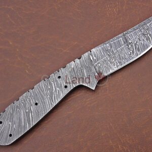 ColdLand 9.25" Damascus Steel Knife Blade Blank with Bolster - Hand Forged Knife Blanks Full Tang Ideal for Knife Making Supplies, Hunting, Fishing, Camping, Outdoor Sports NB24