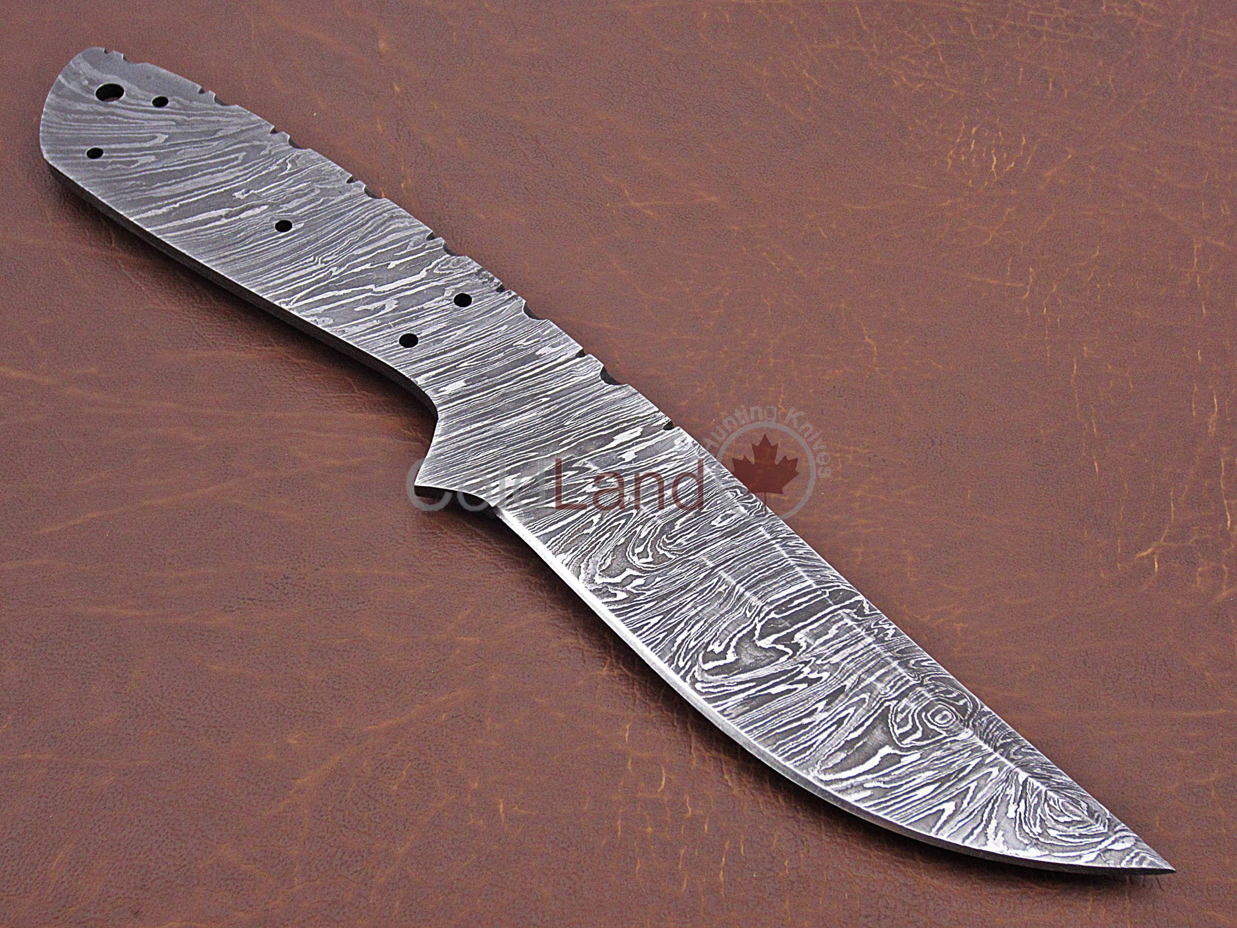 ColdLand 9.25" Damascus Steel Knife Blade Blank with Bolster - Hand Forged Knife Blanks Full Tang Ideal for Knife Making Supplies, Hunting, Fishing, Camping, Outdoor Sports NB24