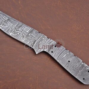 ColdLand 9.25" Damascus Steel Knife Blade Blank with Bolster - Hand Forged Knife Blanks Full Tang Ideal for Knife Making Supplies, Hunting, Fishing, Camping, Outdoor Sports NB24