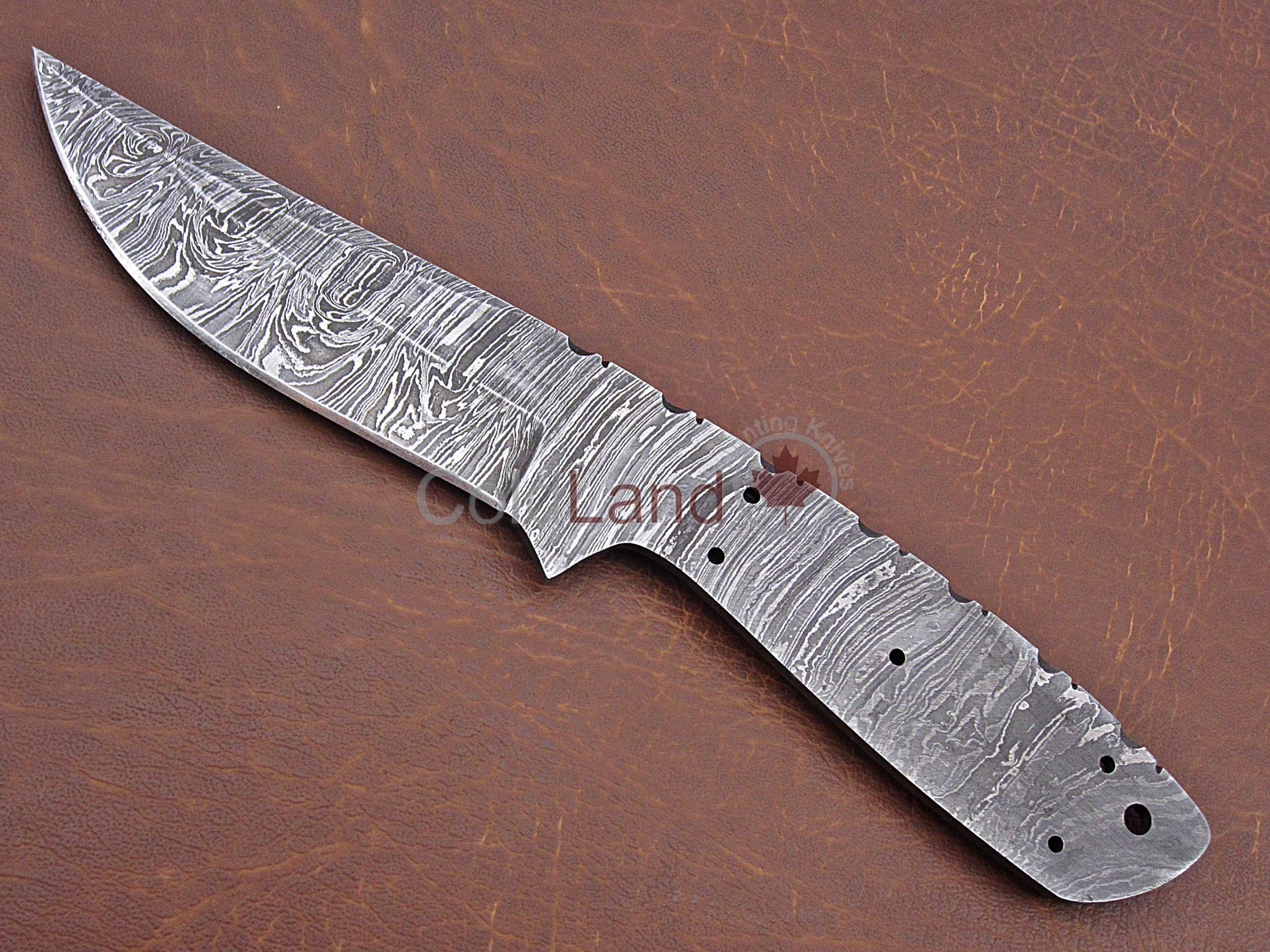 ColdLand 9.25" Damascus Steel Knife Blade Blank with Bolster - Hand Forged Knife Blanks Full Tang Ideal for Knife Making Supplies, Hunting, Fishing, Camping, Outdoor Sports NB24