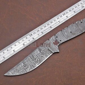 ColdLand 9.25" Damascus Steel Knife Blade Blank with Bolster - Hand Forged Knife Blanks Full Tang Ideal for Knife Making Supplies, Hunting, Fishing, Camping, Outdoor Sports NB24