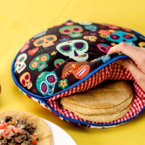 Largest! Two Sided Tortilla Warmer, 12” Insulated and Microwaveable, Fabric Pouch Keeps Them Warm for up to One Hour! Perfect Holder for Corn & Flour, Insulated Keeper! by ENdeas