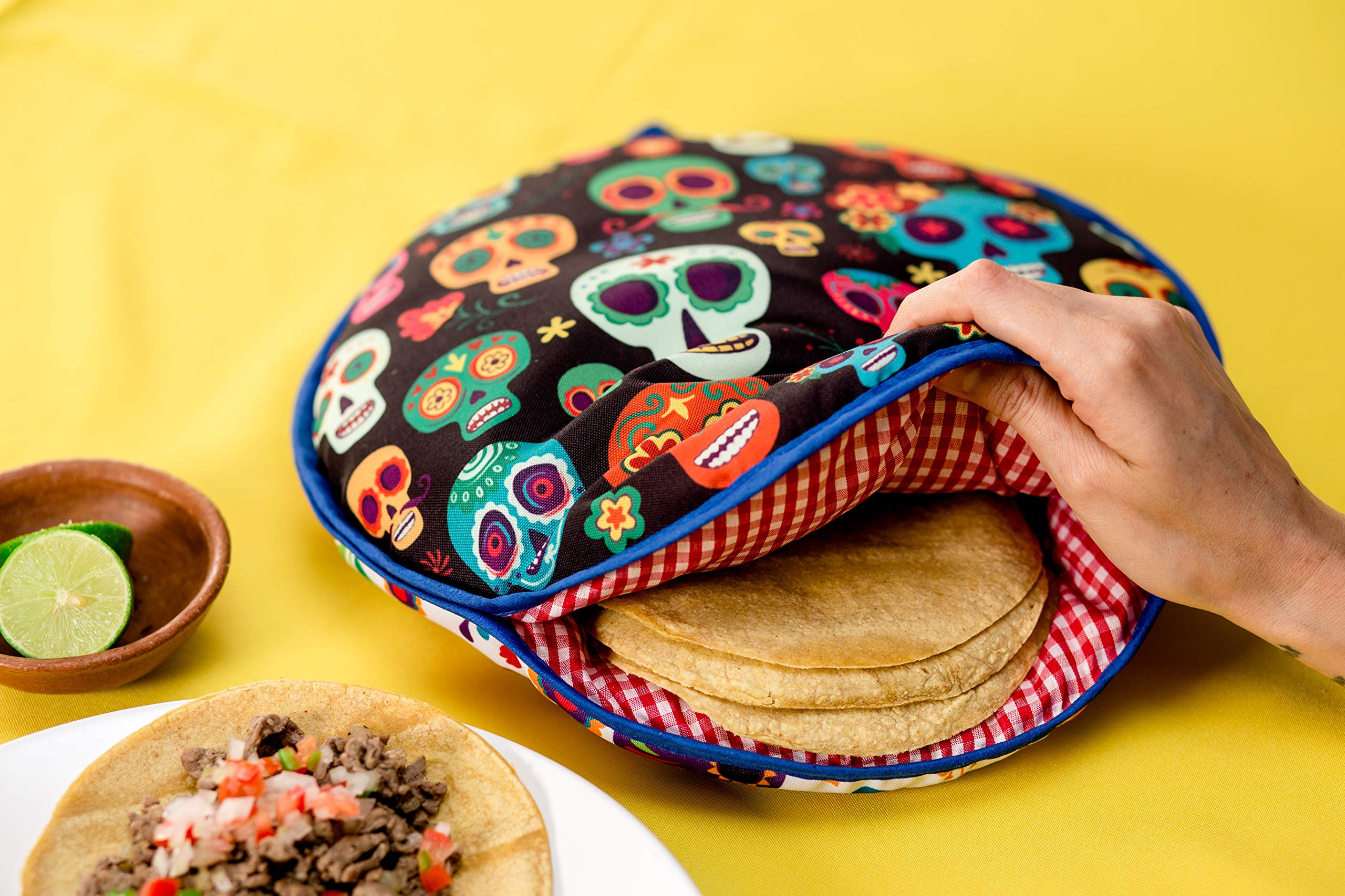 Largest! Two Sided Tortilla Warmer, 12” Insulated and Microwaveable, Fabric Pouch Keeps Them Warm for up to One Hour! Perfect Holder for Corn & Flour, Insulated Keeper! by ENdeas