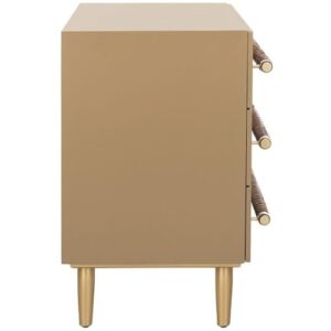 Safavieh Home Raquel Modern Taupe and Gold and Brown 3-drawer Chest