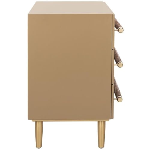 Safavieh Home Raquel Modern Taupe and Gold and Brown 3-drawer Chest