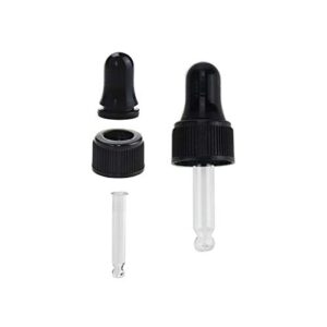 Amber Dropper Bottles-100Pcs 5ml Cute Essential Oil Bottles with Eye Dropper Dispenser for Perfumes Cosmetic Liquid Aromatherapy Chemistry Lab Sample Storage Jars Vial Container (Black Screw Cap)