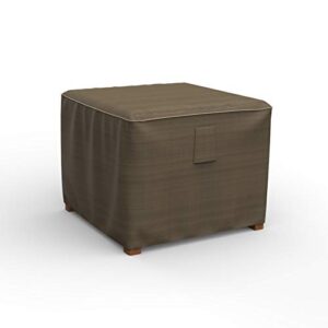 budge stormblock hillside square patio table/ottoman cover premium, outdoor, waterproof, small, black and tan weave