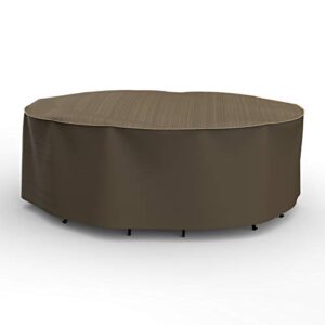 budge stormblock hillside oval table and chairs combo cover premium, outdoor, waterproof, large, black and tan weave