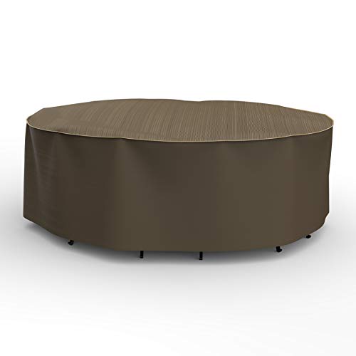 Budge StormBlock Hillside Oval Table and Chairs Combo Cover Premium, Outdoor, Waterproof, Large, Black and Tan Weave