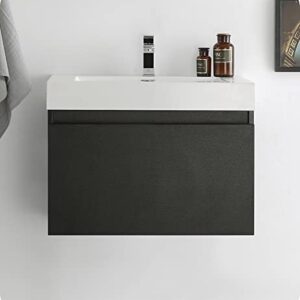 Fresca Mezzo 30" Black Wall Hung Modern Bathroom Cabinet - Cabinet Only (Sink Not Included)