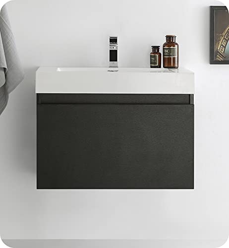 Fresca Mezzo 30" Black Wall Hung Modern Bathroom Cabinet - Cabinet Only (Sink Not Included)