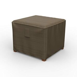 budge p4a06btnw3 stormblock™ hillside square patio table cover/ottoman cover premium, outdoor, waterproof, medium, black and tan weave