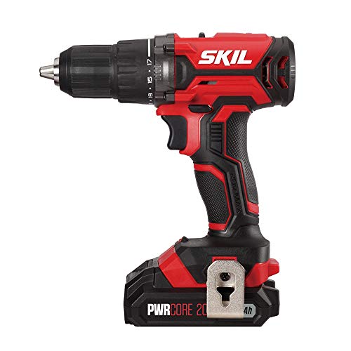 SKIL 20V 2-Tool Combo Kit: 20V Cordless Drill Driver and Impact Driver Kit Includes 2.0Ah PWR CORE 20 Lithium Battery and Charger - CB739001