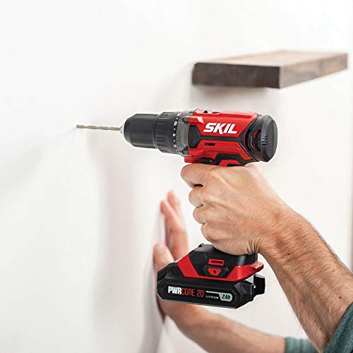 SKIL 20V 2-Tool Combo Kit: 20V Cordless Drill Driver and Impact Driver Kit Includes 2.0Ah PWR CORE 20 Lithium Battery and Charger - CB739001