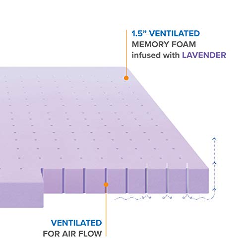 Best Price Mattress Queen Mattress Topper - 1.5 Inch Lavender Infused Memory Foam Bed Topper Cooling Mattress Pad, Queen Size