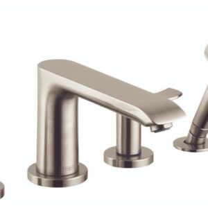 hansgrohe Metris Modern 2-Handle 20-inch Wide Roman Tub Filler Freestanding Bathtub Faucetand Shower Set in Brushed Nickel, 31404821