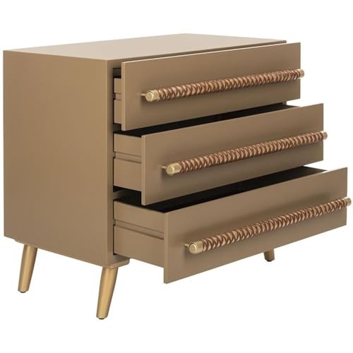 Safavieh Home Raquel Modern Taupe and Gold and Brown 3-drawer Chest