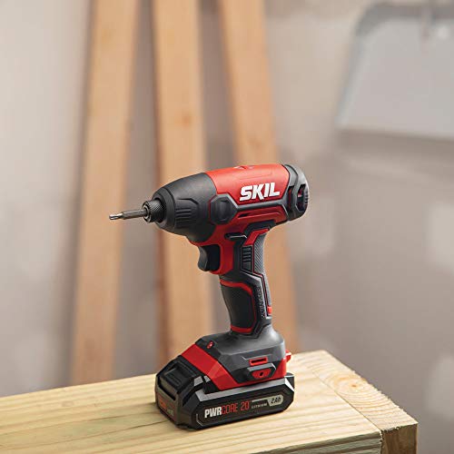 SKIL 20V 2-Tool Combo Kit: 20V Cordless Drill Driver and Impact Driver Kit Includes 2.0Ah PWR CORE 20 Lithium Battery and Charger - CB739001